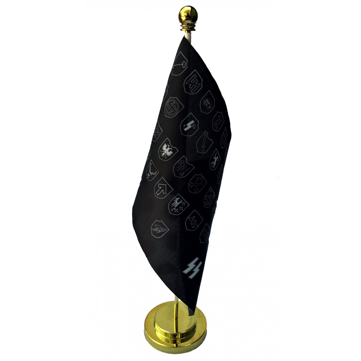 -Metal Base Table Flag - Waffen SS Divisions - War Militaria