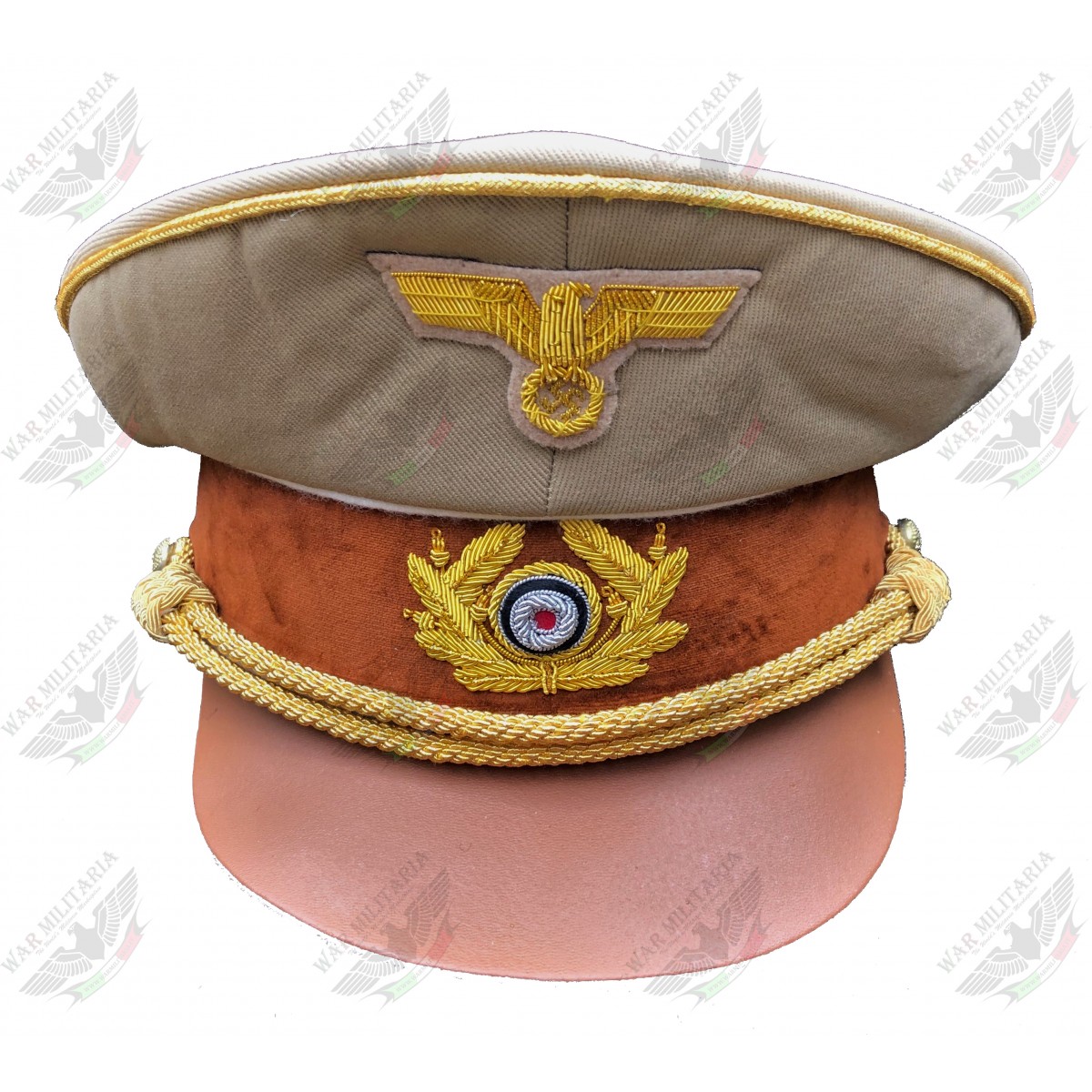 Adolf Hitler Visor Cap Brown - Embroidered - War Militaria