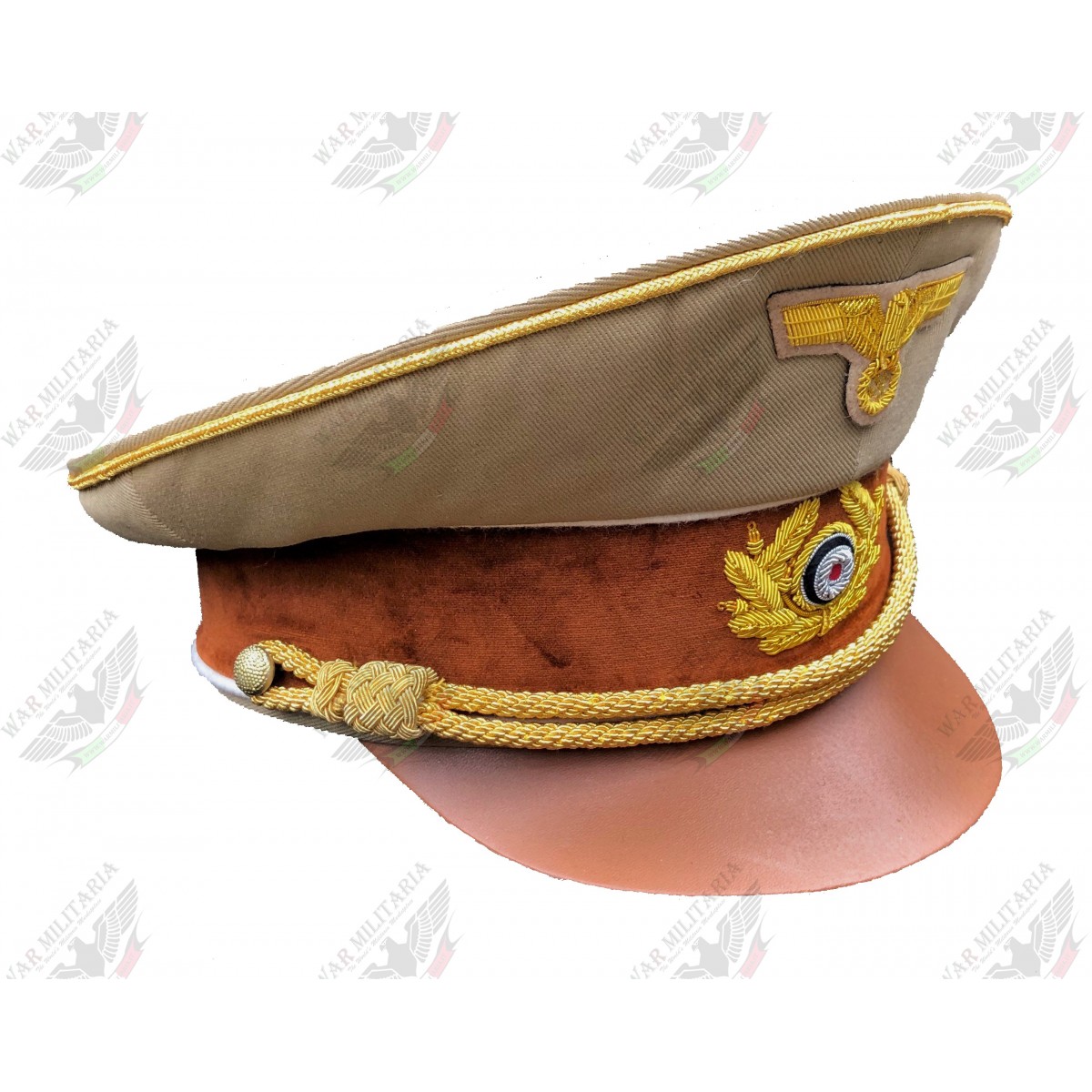 Adolf Hitler Visor Cap Brown - Embroidered - War Militaria